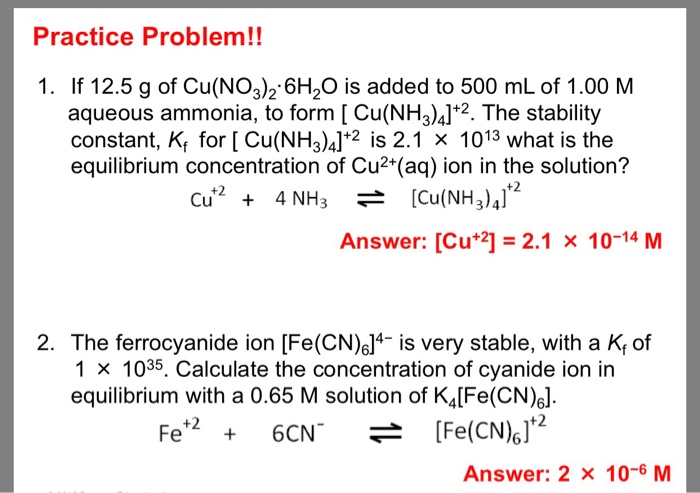 Solved Practice Problems!!! 1. Calculate the solubility of | Chegg.com