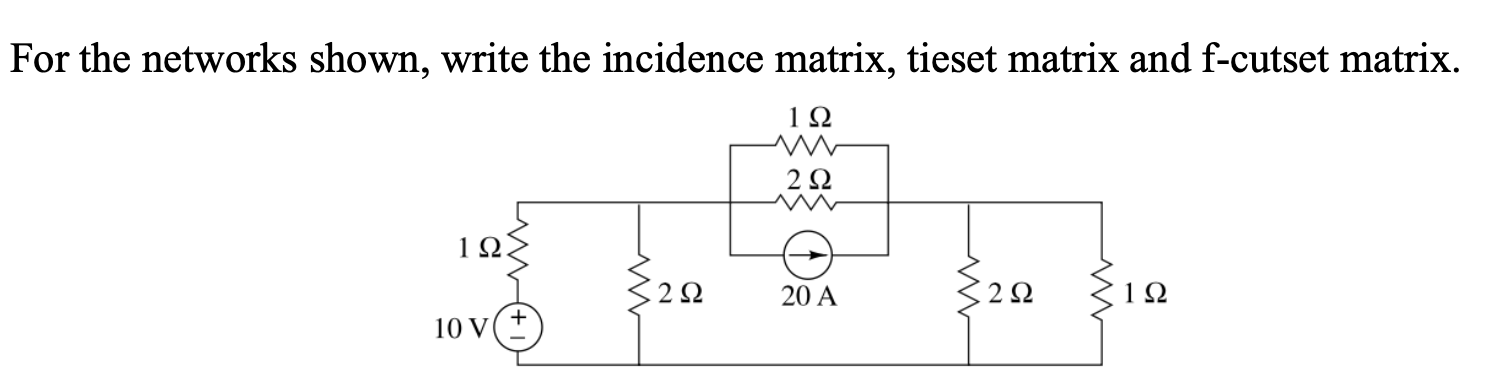 Solved For the networks shown, write the incidence matrix, | Chegg.com