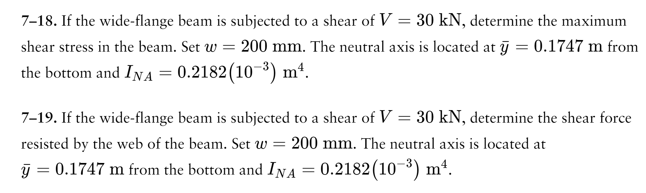 Solved 7-18. If the wide-flange beam is subjected to a shear | Chegg.com