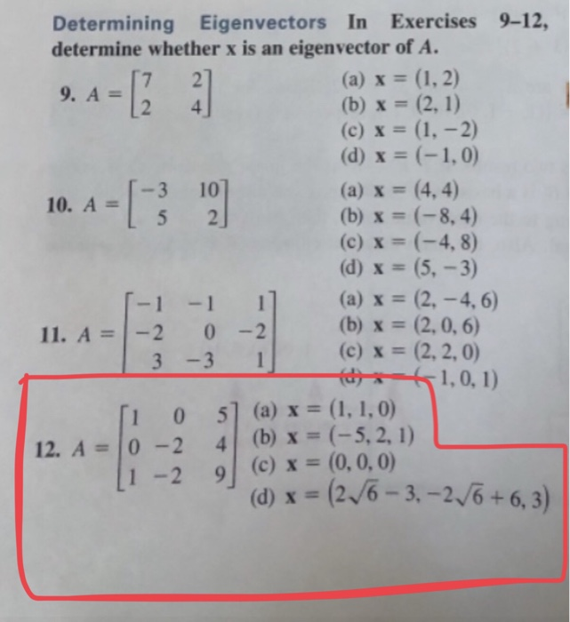 Solved Determining Eigenvectors In Exercises determine | Chegg.com