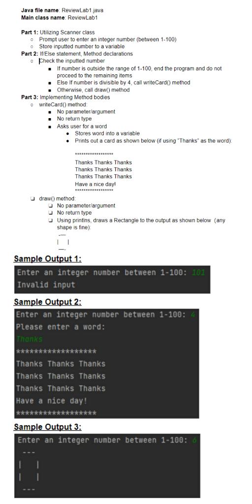 Solved Java File Name Reviewlab1java Main Class Name 0234