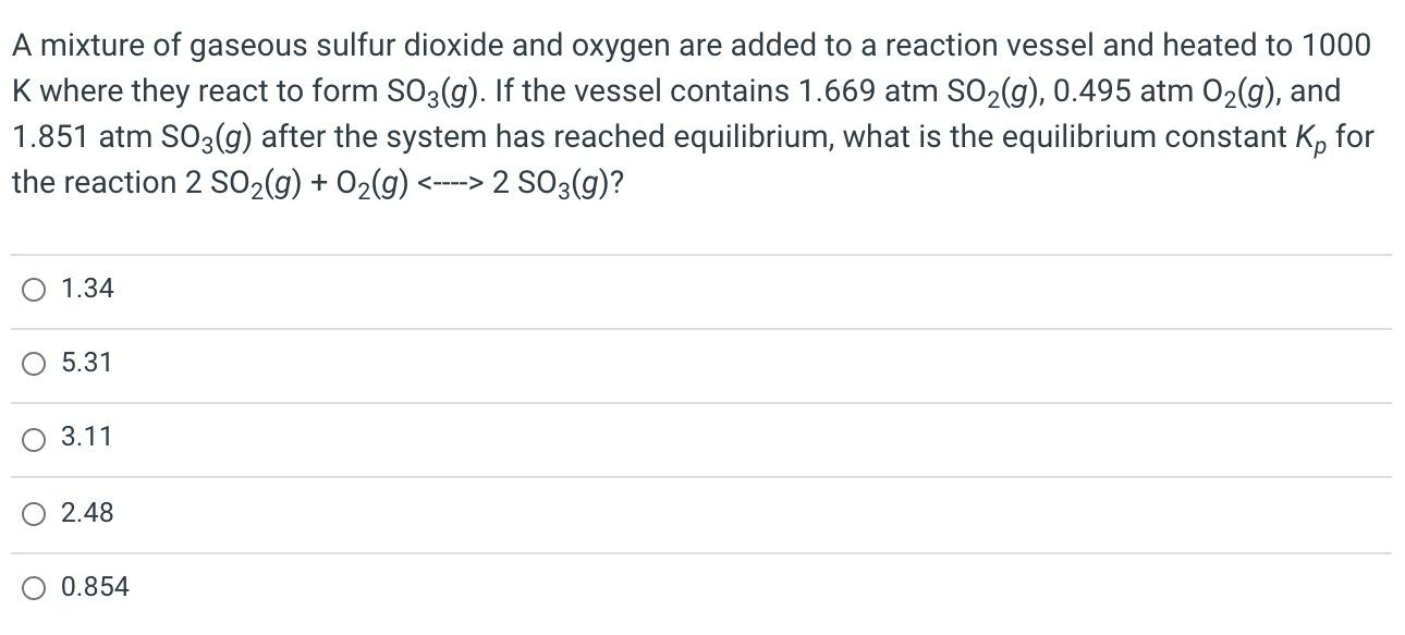 Solved A mixture of gaseous sulfur dioxide and oxygen are | Chegg.com