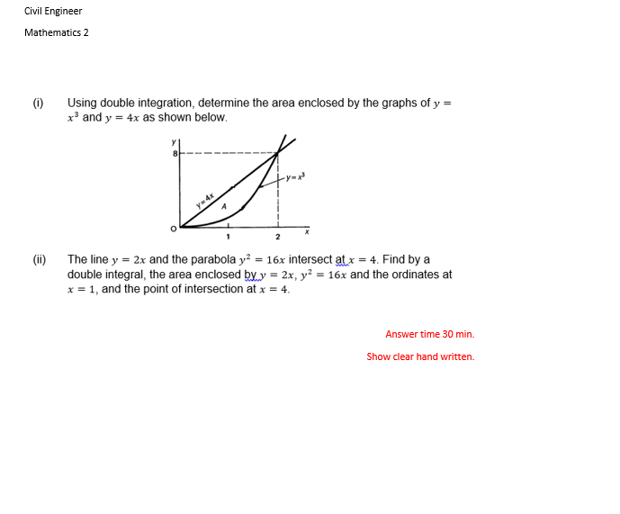 Solved Civil Engineer Mathematics 2 (0) Using double | Chegg.com