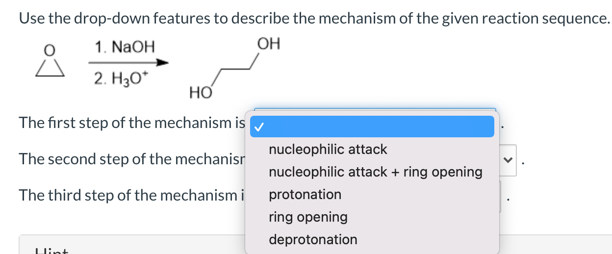 Solved Use the drop-down features to describe the mechanism | Chegg.com