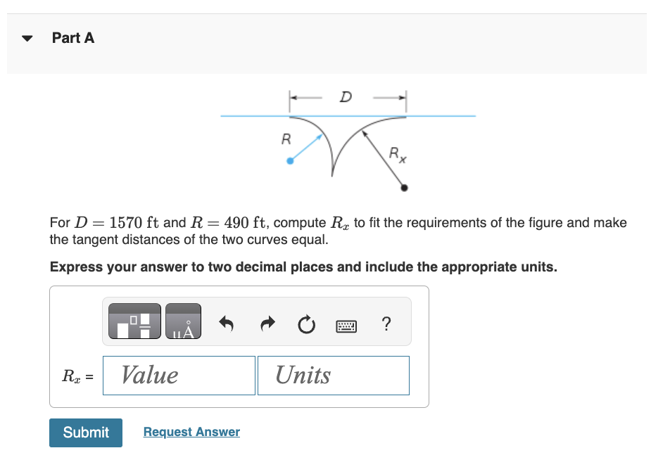 Solved Part AFor D=1570ft ﻿and R=490ft, ﻿compute Rx to ﻿fit | Chegg.com