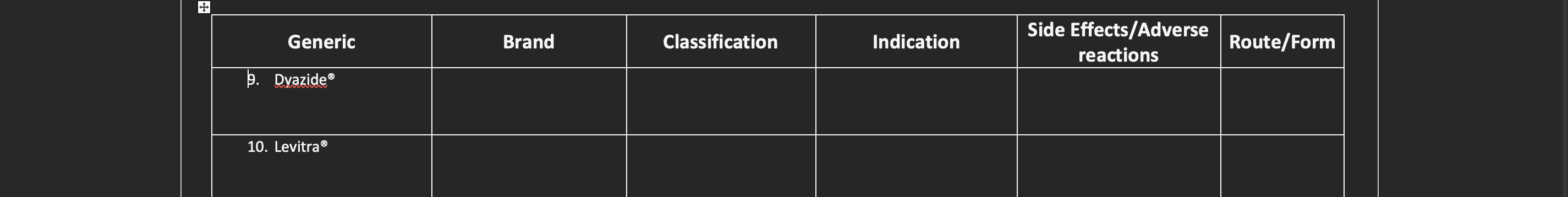 Solved Generic Brand Classification Indication Side | Chegg.com
