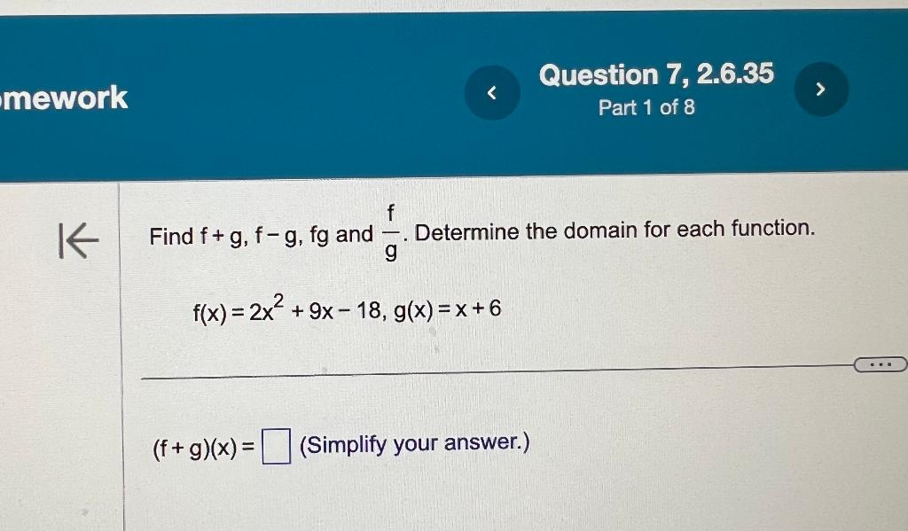 Solved Find f+g,f−g,fg and gf. Determine the domain for each | Chegg.com