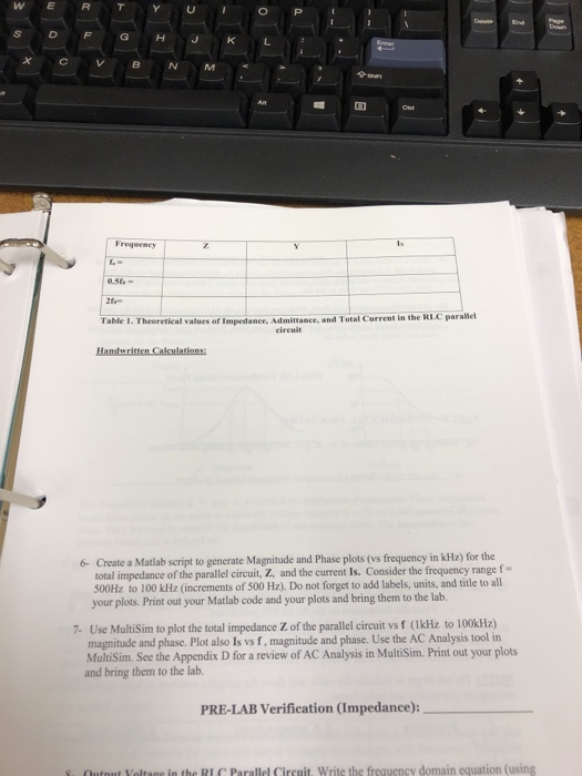 Solved PARTI- PRELAB CALCULATIONS AND SIMULATIONS Resonance | Chegg.com