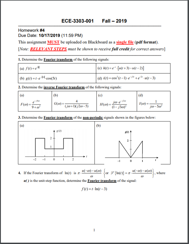 Solved ECE-3303-001 Fall - 2019 Homework #4 Due Date: | Chegg.com