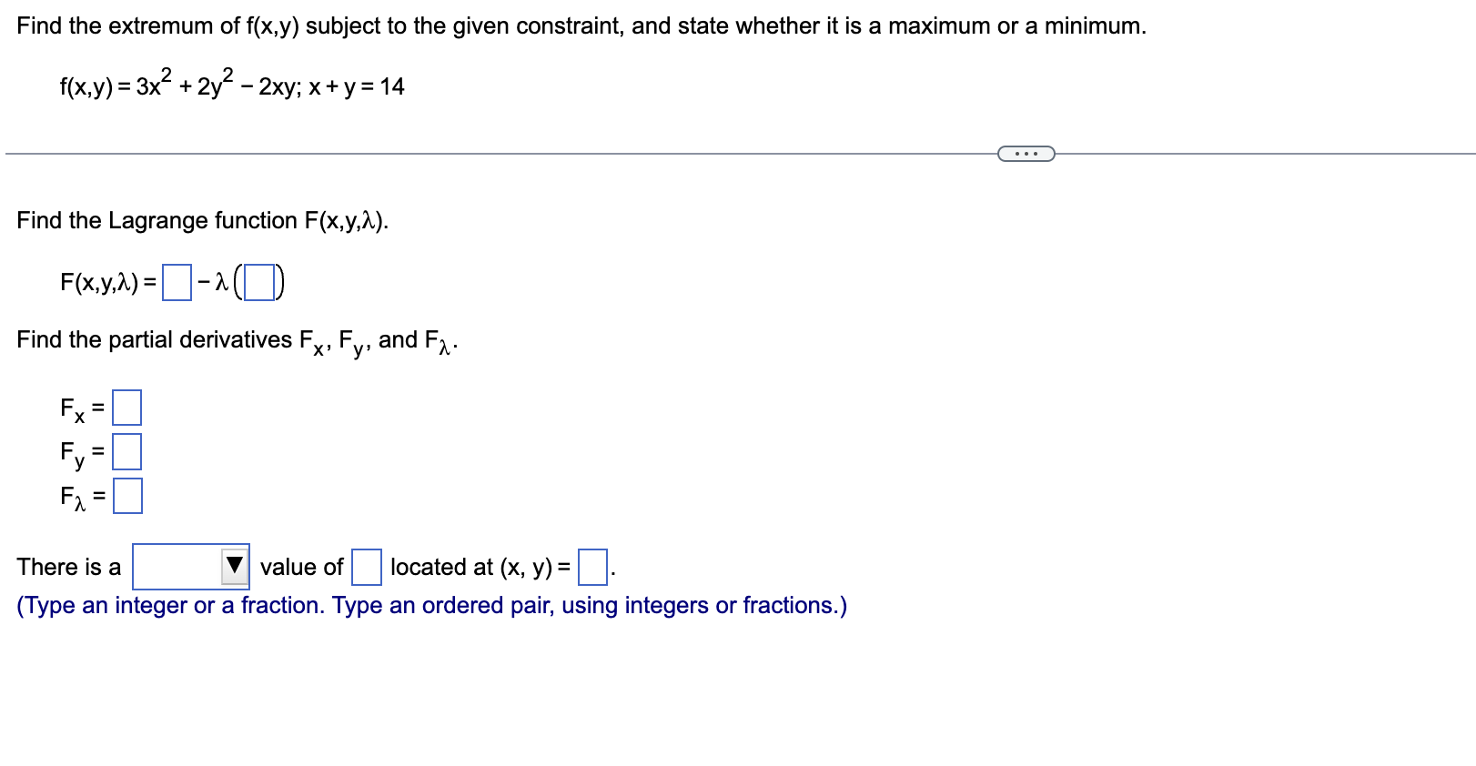 Solved F X Y 3x2 2y2−2xy X Y 14 Find The Lagrange Function