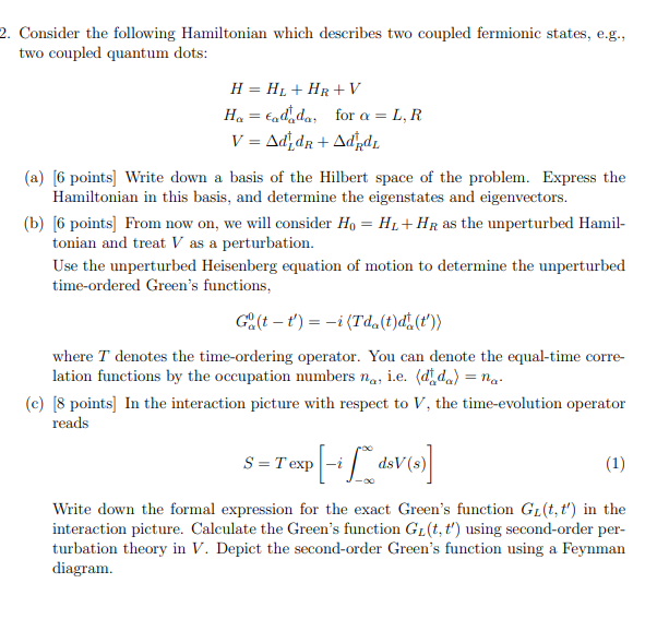 2. Consider the following Hamiltonian which describes | Chegg.com