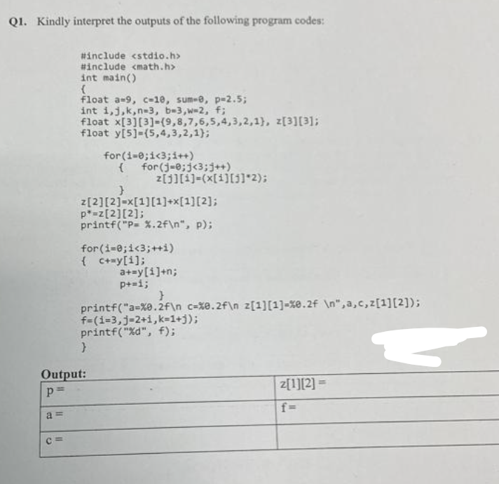 Solved 1. Kindly interpret the outputs of the following | Chegg.com