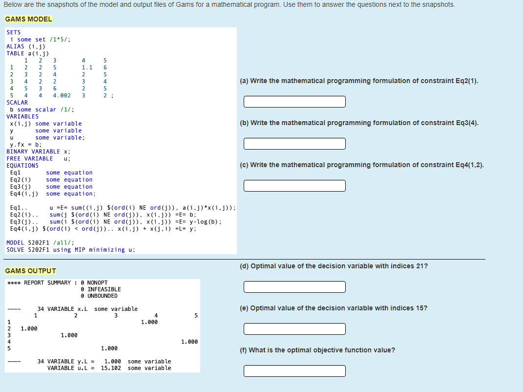 Solved Below are the snapshots of the model and output files | Chegg.com