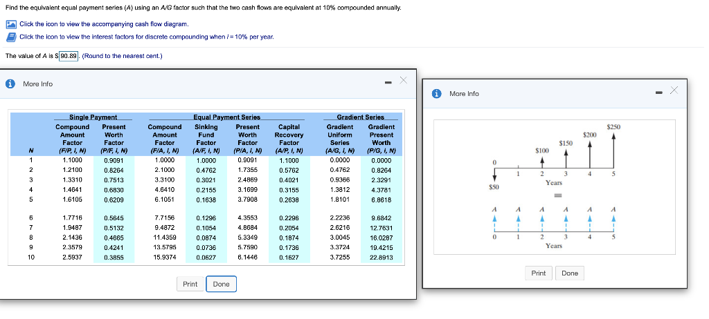 Solved Find the equivalent equal payment series (A) using an | Chegg.com