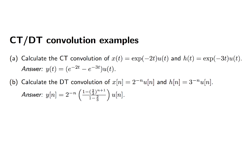 Solved CT/DT convolution examples еxp(-3)u (). (a) Calculate | Chegg.com