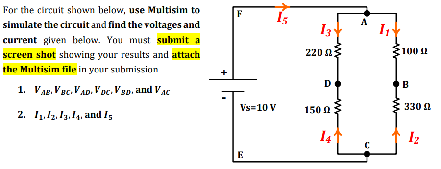 Solved For The Circuit Shown Below Use Multisim To Simulate 