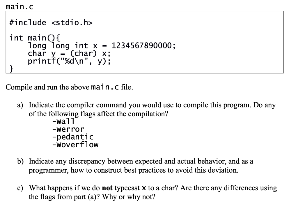 Solved main.c #include int main() { long long int x = | Chegg.com