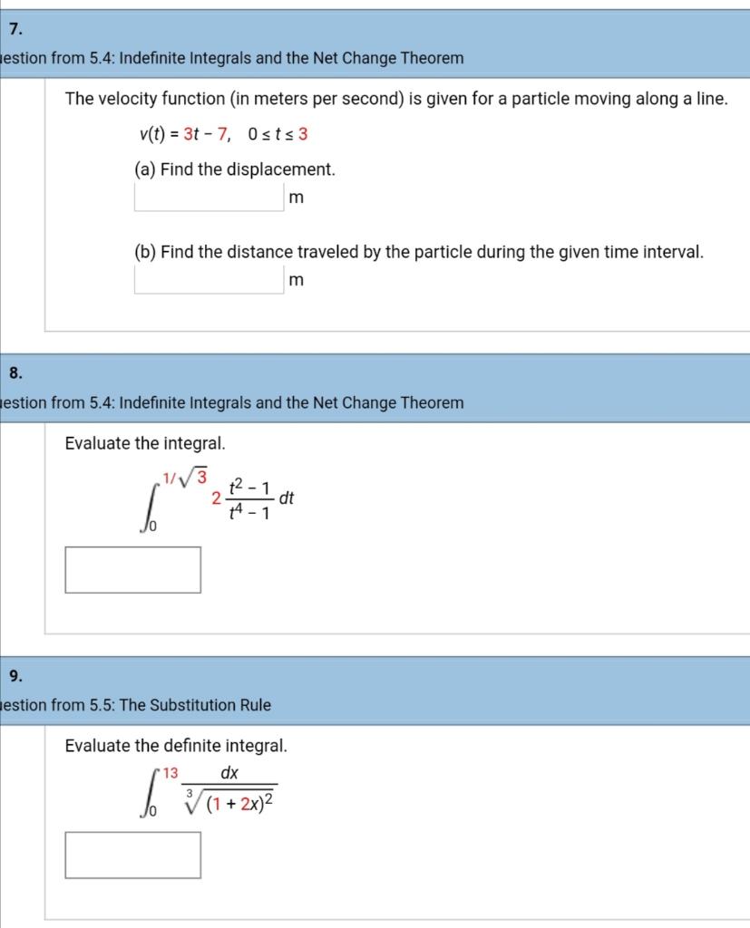 Solved 7. estion from 5.4: Indefinite Integrals and the Net | Chegg.com