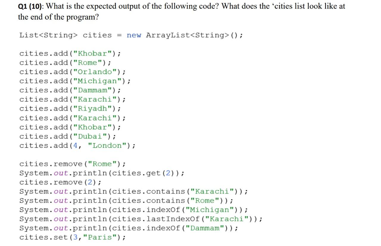 Solved Data Structure What is the expected output of the | Chegg.com