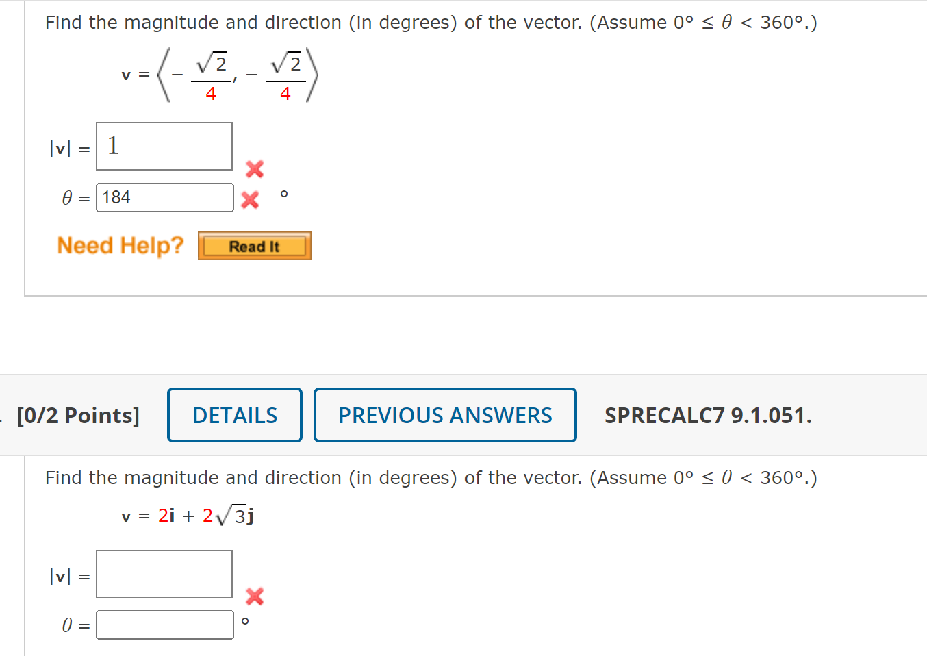 Solved Find the magnitude and direction (in degrees) of the | Chegg.com