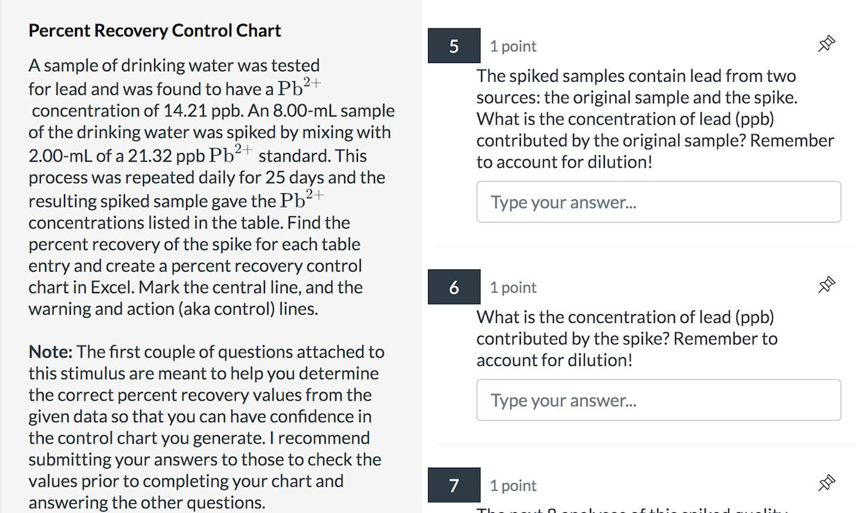 Solved Percent Recovery Control Chart 5 1 point A sample of | Chegg.com