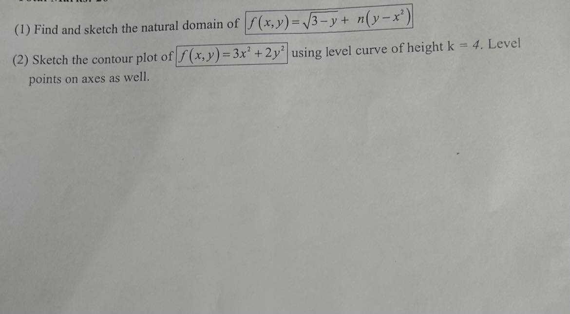 Solved (1) Find and sketch the natural domain of \\( f(x, | Chegg.com