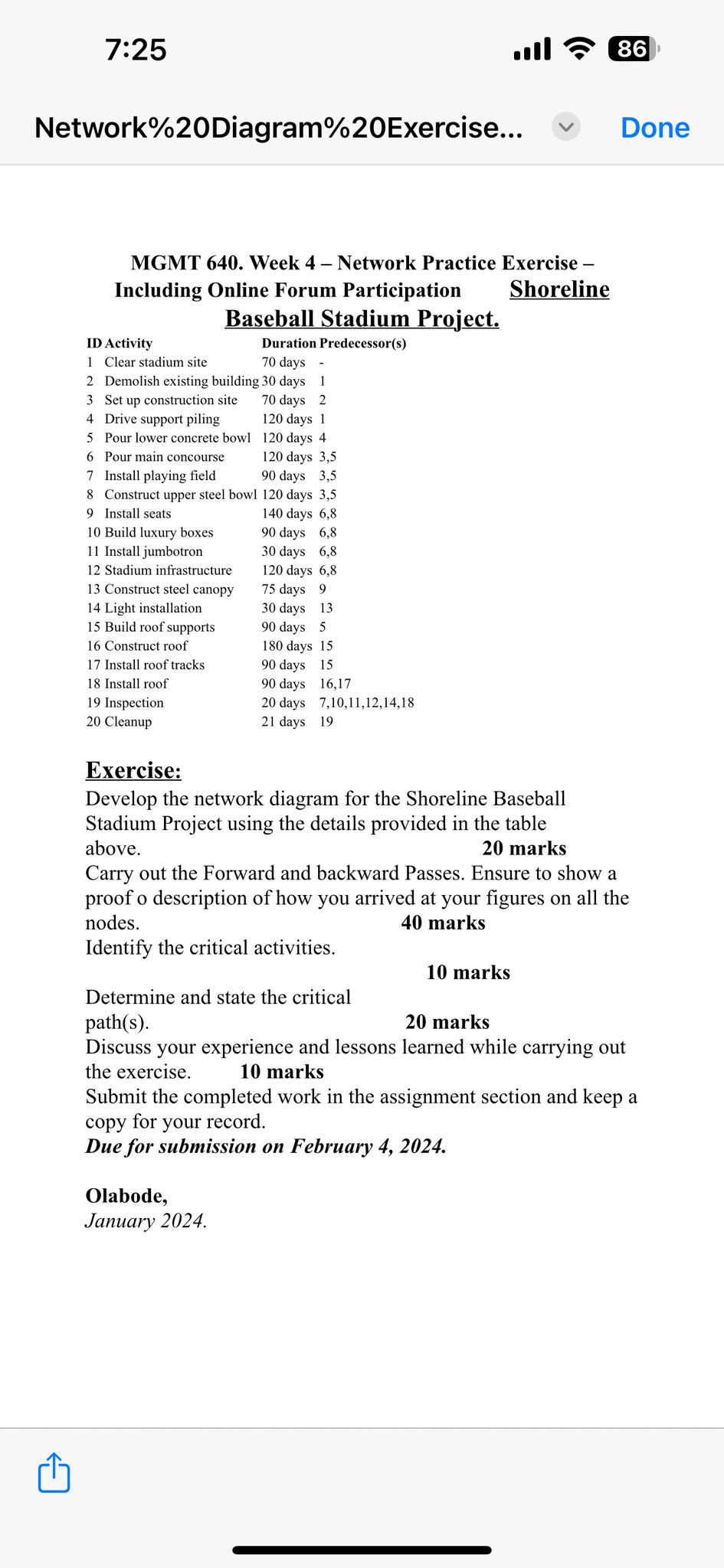 Solved MGMT 640. ﻿Week 4 - ﻿Network Practice Exercise | Chegg.com