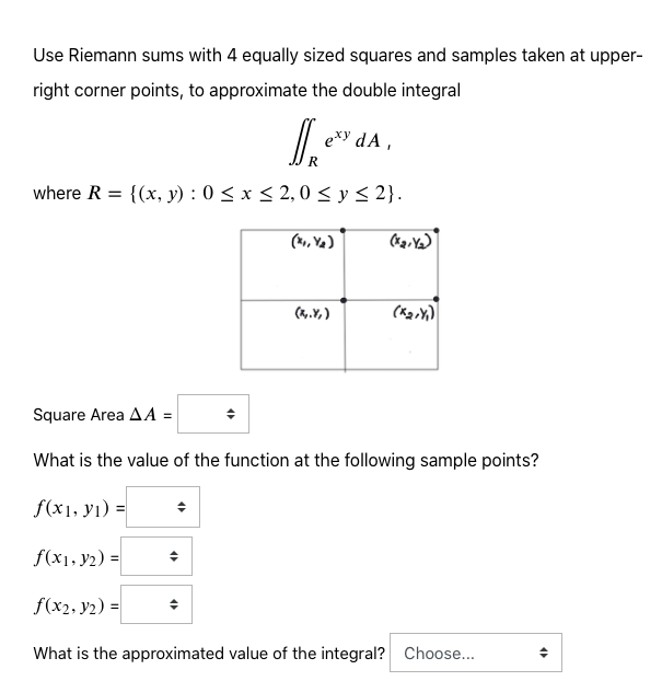 Solved Use Riemann sums with 4 equally sized squares and | Chegg.com