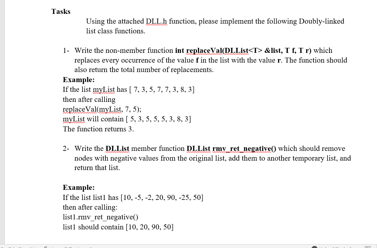 Solved Using the attached DLL.h function, please implement | Chegg.com