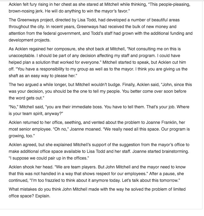 Solved The office: 1. What mistakes do you think John | Chegg.com