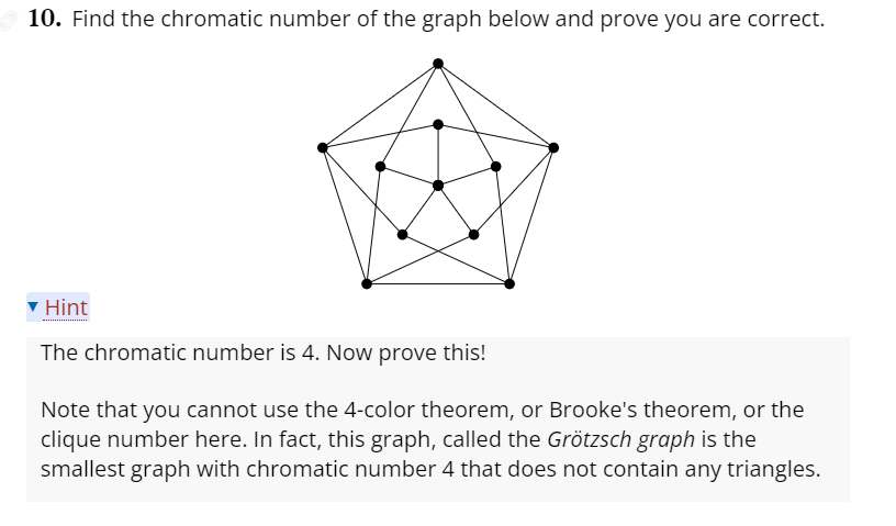 Solved 10. Find the chromatic number of the graph below and | Chegg.com Solved 10. Find the chromatic number of the graph below and | Chegg.com