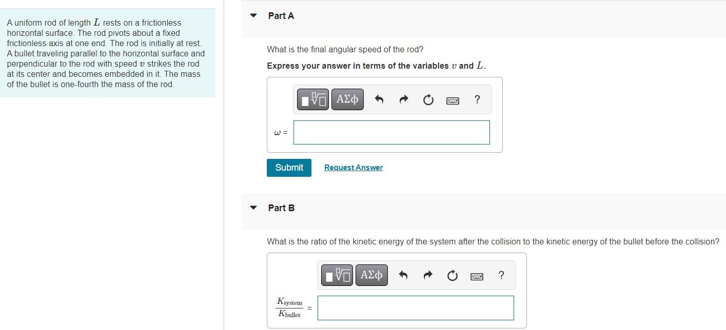 Solved A uniform rod of length L rests on a frictionless | Chegg.com