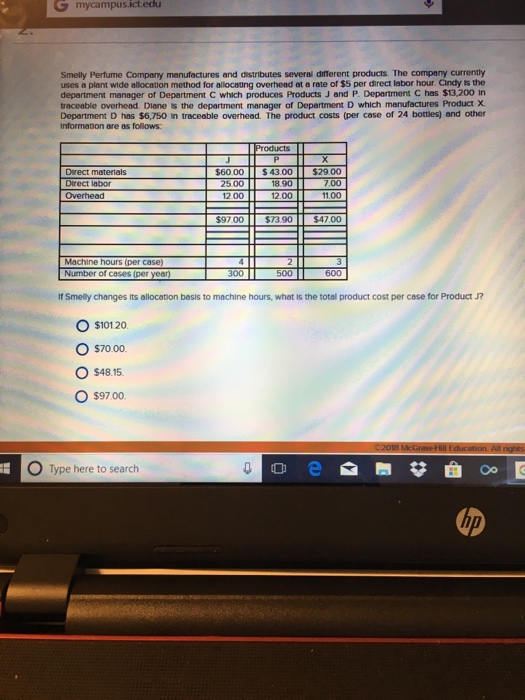Solved G mycampus.ict.edu Smelly Perfume Company | Chegg.com