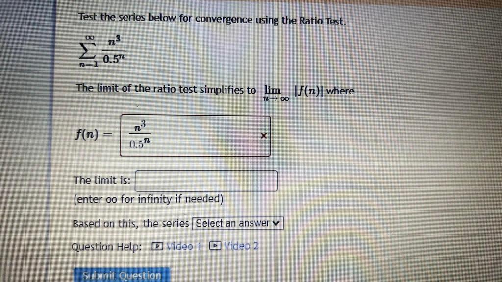 Solved Test the series below for convergence using the Ratio | Chegg.com