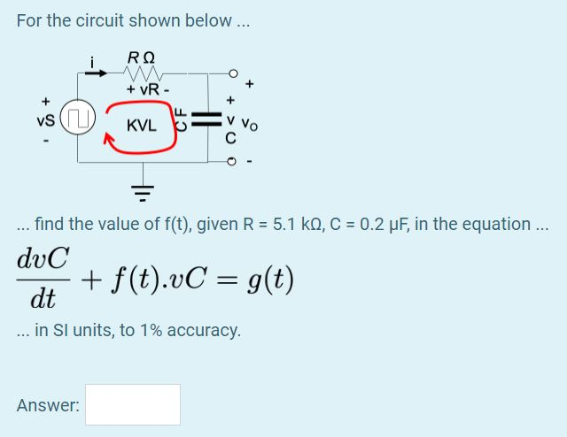 Solved For the circuit shown below ... RO W + VR- + vs KVL O | Chegg.com