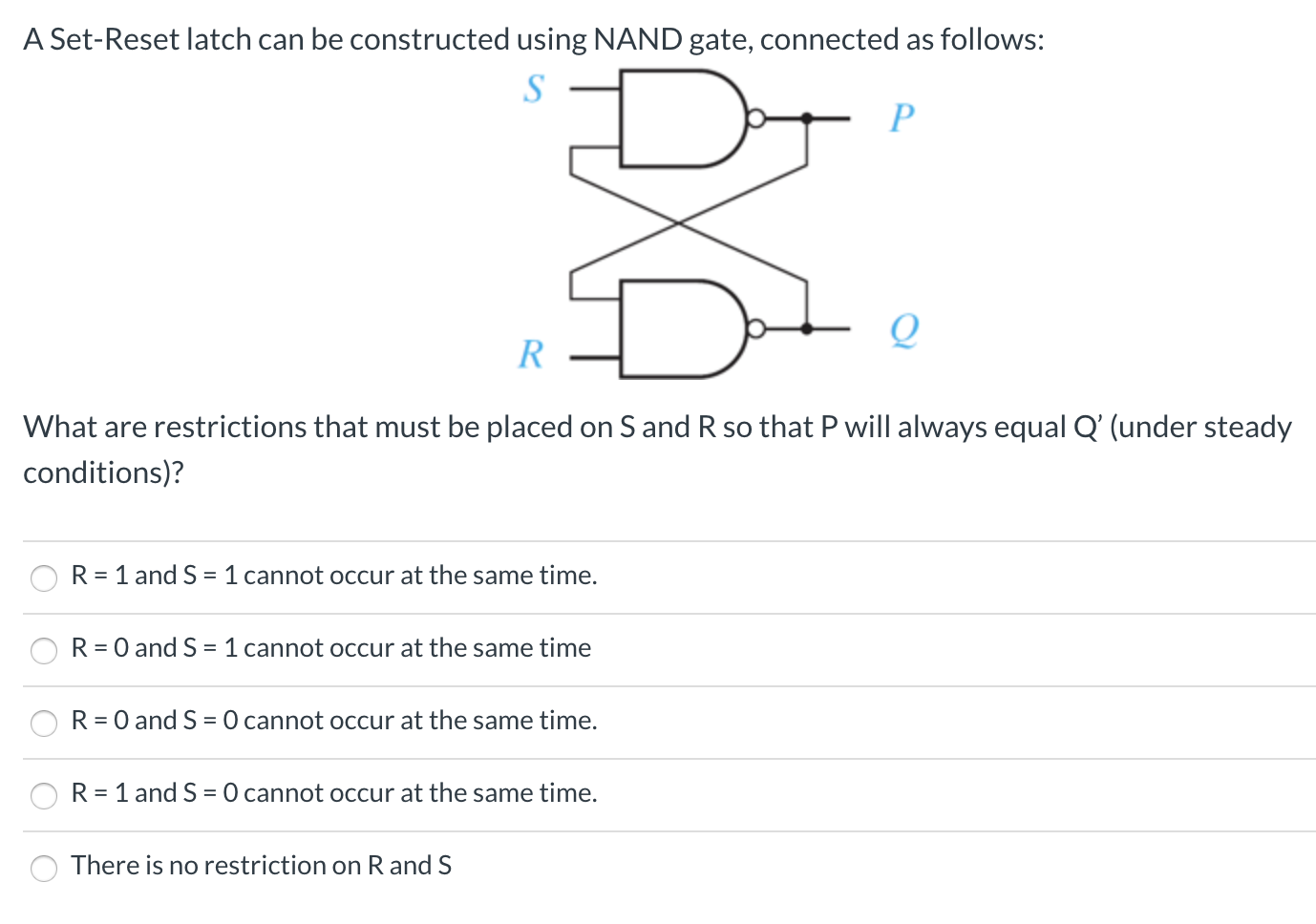 Solved A Set-Reset latch can be constructed using NAND gate, | Chegg.com