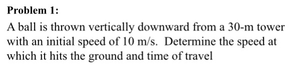 Solved Problem 1: A ball is thrown vertically downward from | Chegg.com