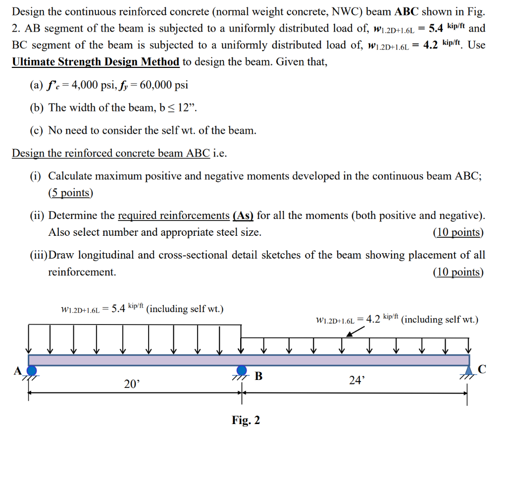 Solved Design the continuous reinforced concrete (normal | Chegg.com