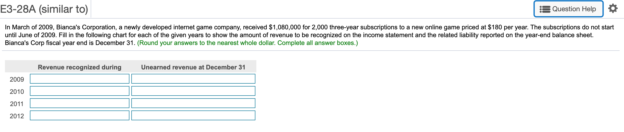 Solved E3-28A (similar to) Question Help In March of 2009, | Chegg.com
