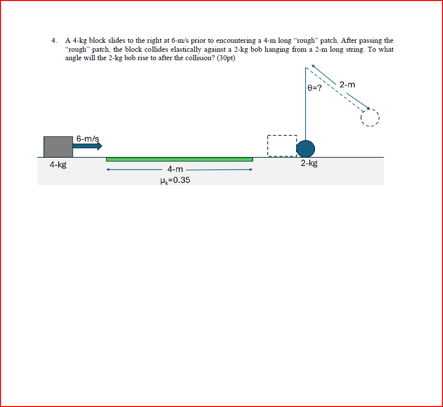 Solved A 4-kg ﻿block slides to the right at 6-ms ﻿prior to | Chegg.com