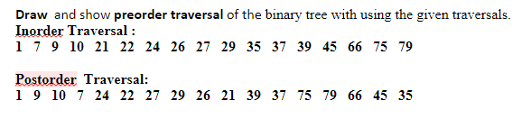 Solved Draw and show preorder traversal of the binary tree | Chegg.com