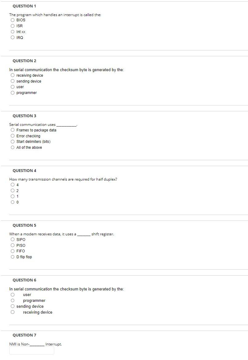 Solved The program which handles an interrupt is called the: | Chegg.com