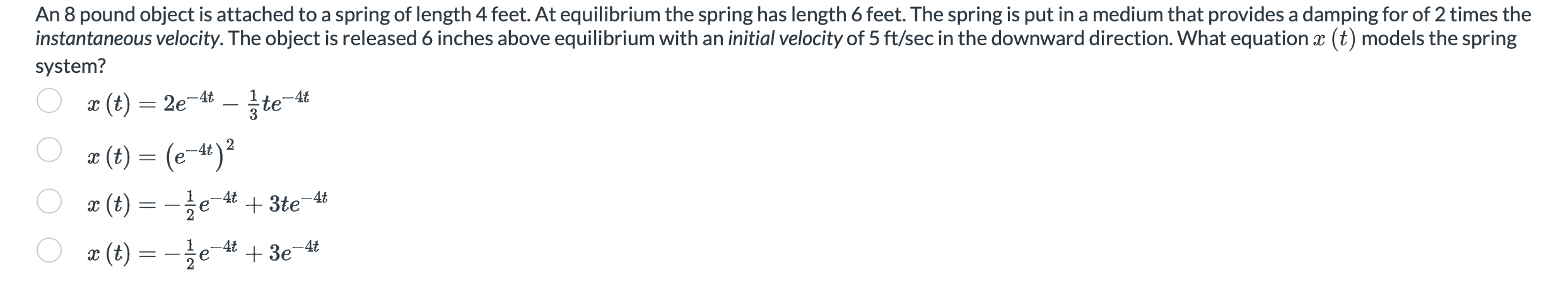 An 8 pound object is attached to a spring of length 4 | Chegg.com