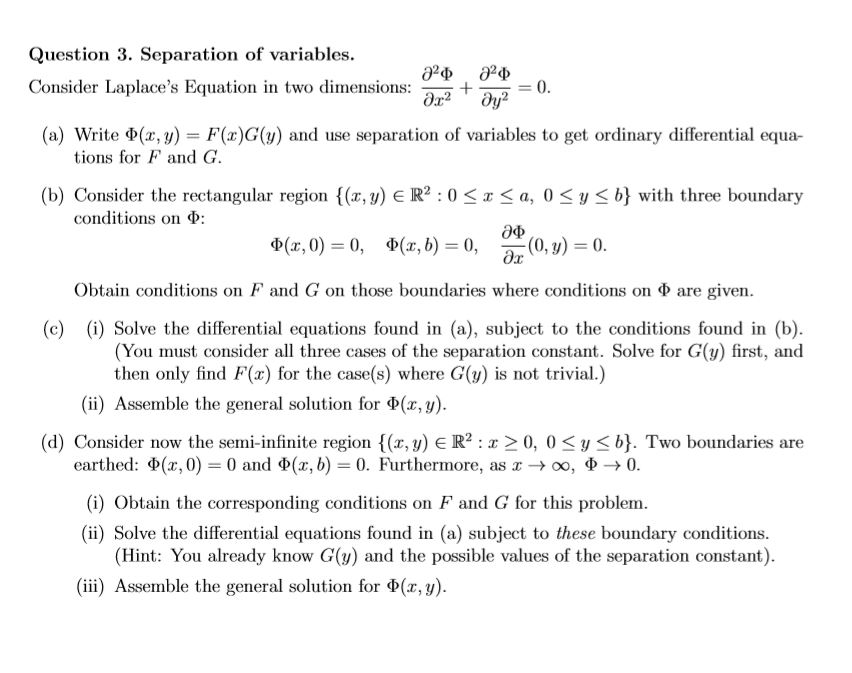 Solved Question 3. Separation of variables. Consider | Chegg.com