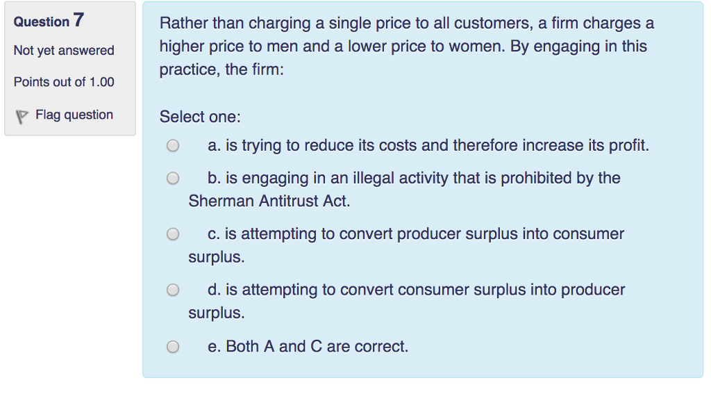 Solved Question 5 Not yet answered Points out of 1.00 P Flag | Chegg.com