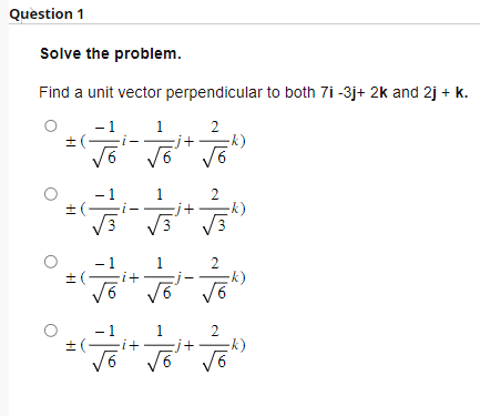 Solved Solve the problem. Find a unit vector perpendicular | Chegg.com