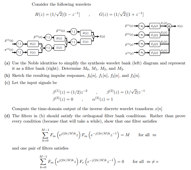 Solved Consider the following wavelets | Chegg.com