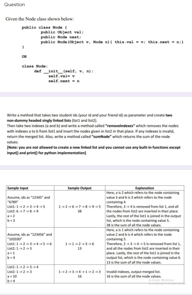 Solved Question Given the Node class shown below: public | Chegg.com