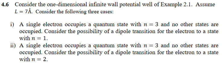Solved 4.6 Consider the one-dimensional infinite wall | Chegg.com