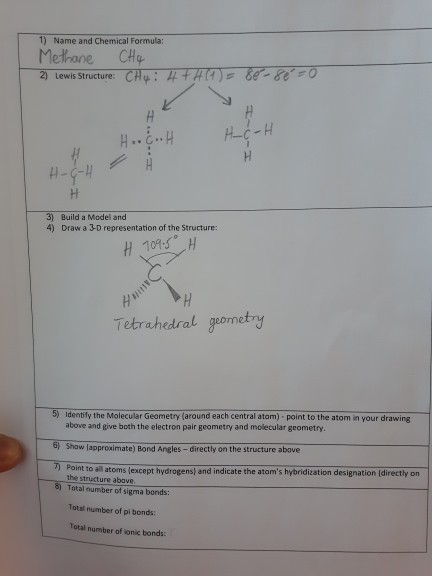 Solved 1) Name and Chemical Formula Methane CH4 Lewis | Chegg.com